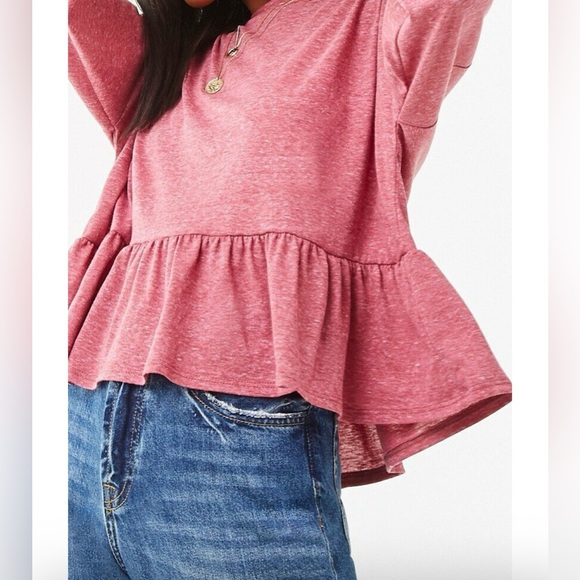 Tops | Pink Dropsleeve Flounce Top | Poshmark